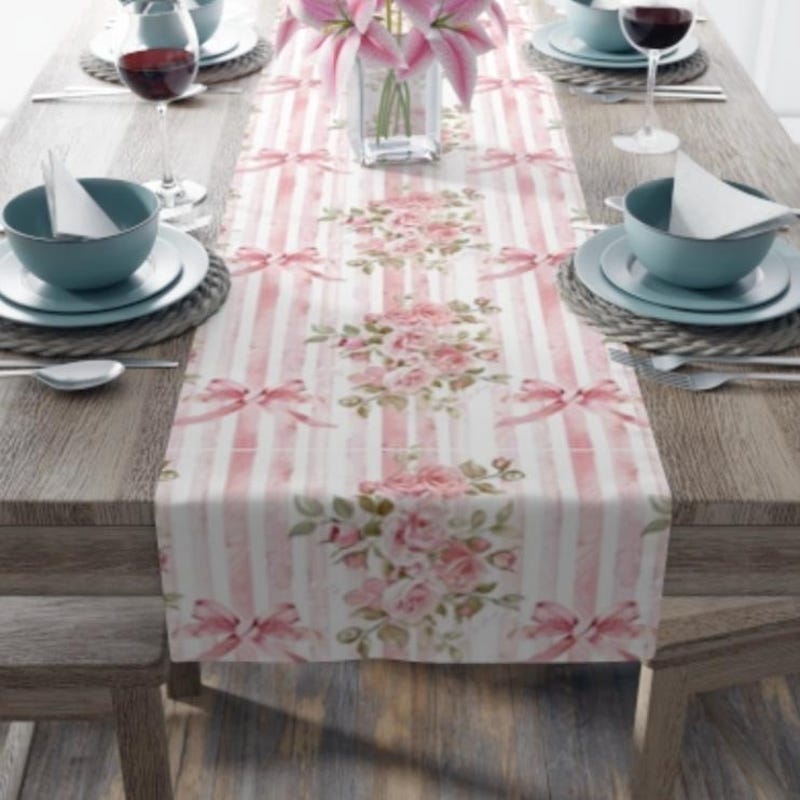 Pink Table Runner - Etsy