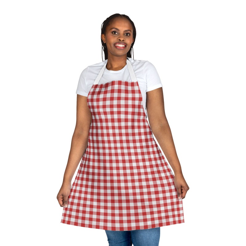 Red Gingham Apron - Etsy