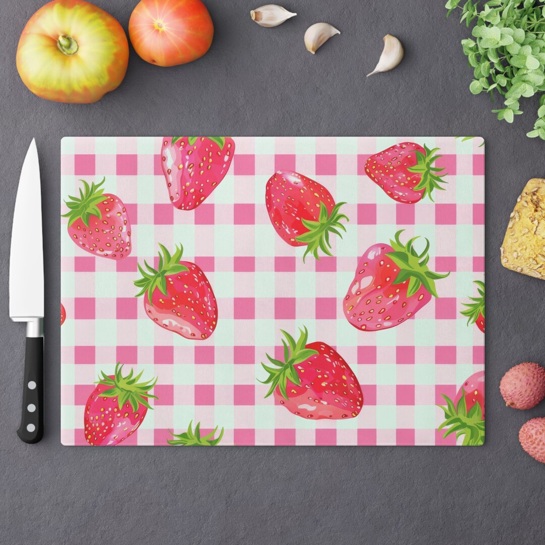 Strawberry Cutting Board Red Strawberries Kitchen Glass Cutting Board ...