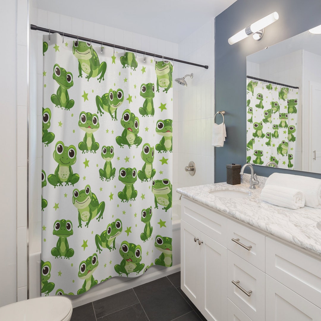 Cute Frogs Shower Curtain Green Frogs Bathroom Decor Frog Lover Gifts ...