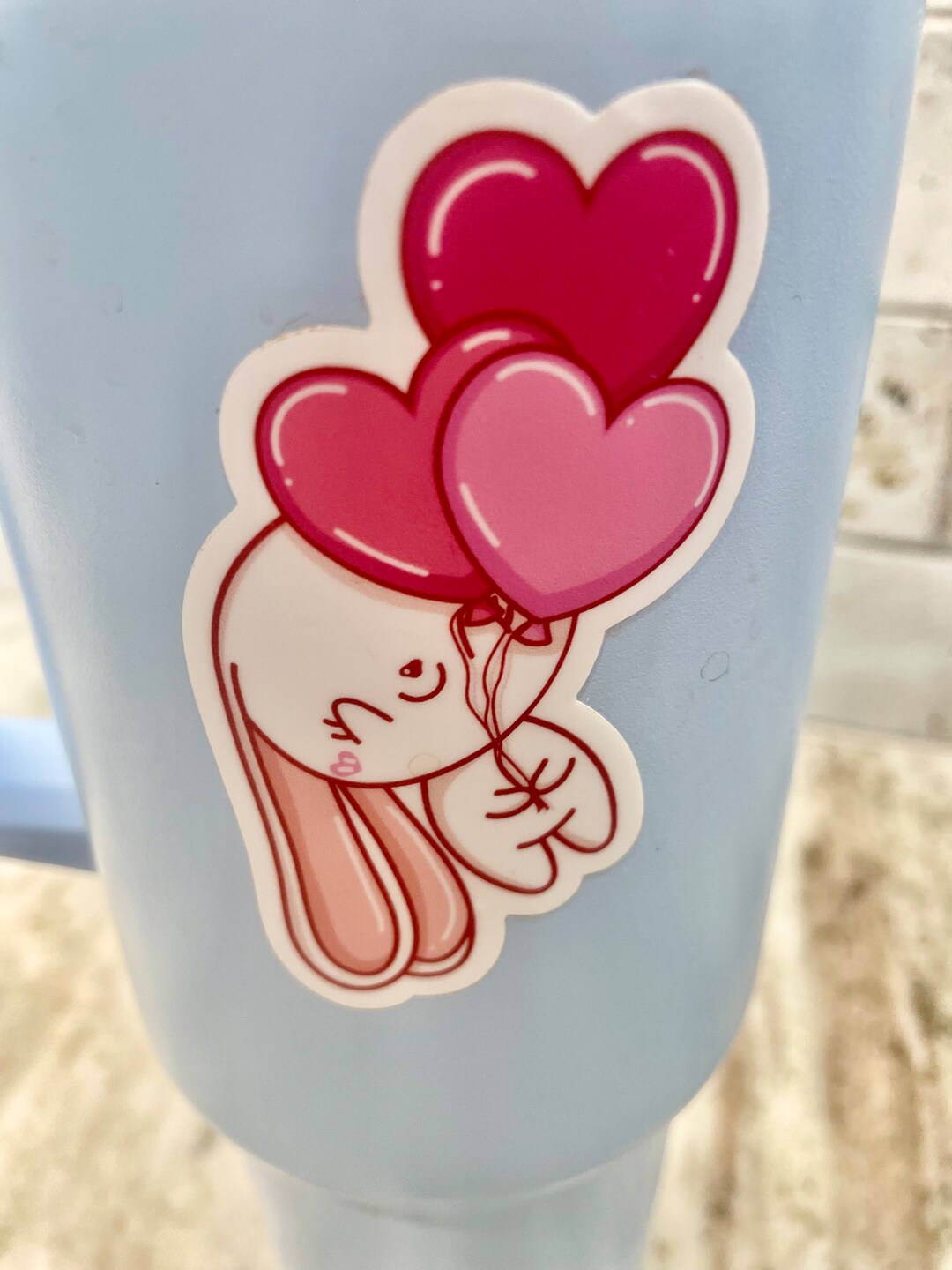 Bunny Heart Balloons Sticker Water Bottle Sticker Laptop Sticker Rabbit ...