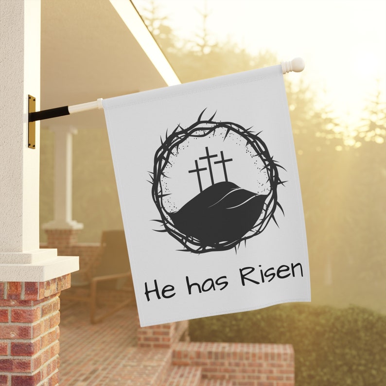 He Has Risen Easter Yard Flag, Religious Home Decor - Etsy UK