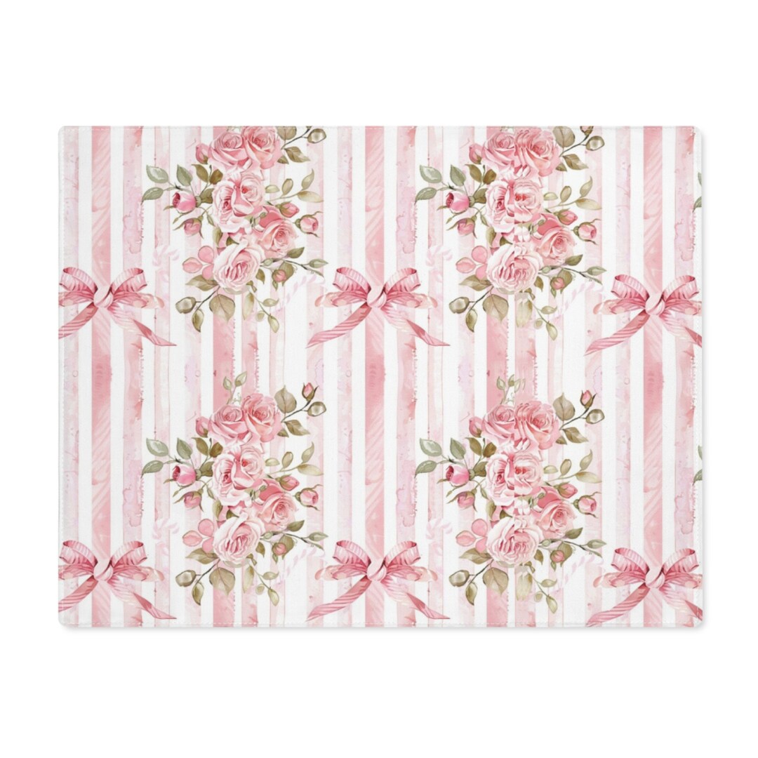 Pink Roses and Bows Placemat Coquette Style Shabby Chic Girly Table ...