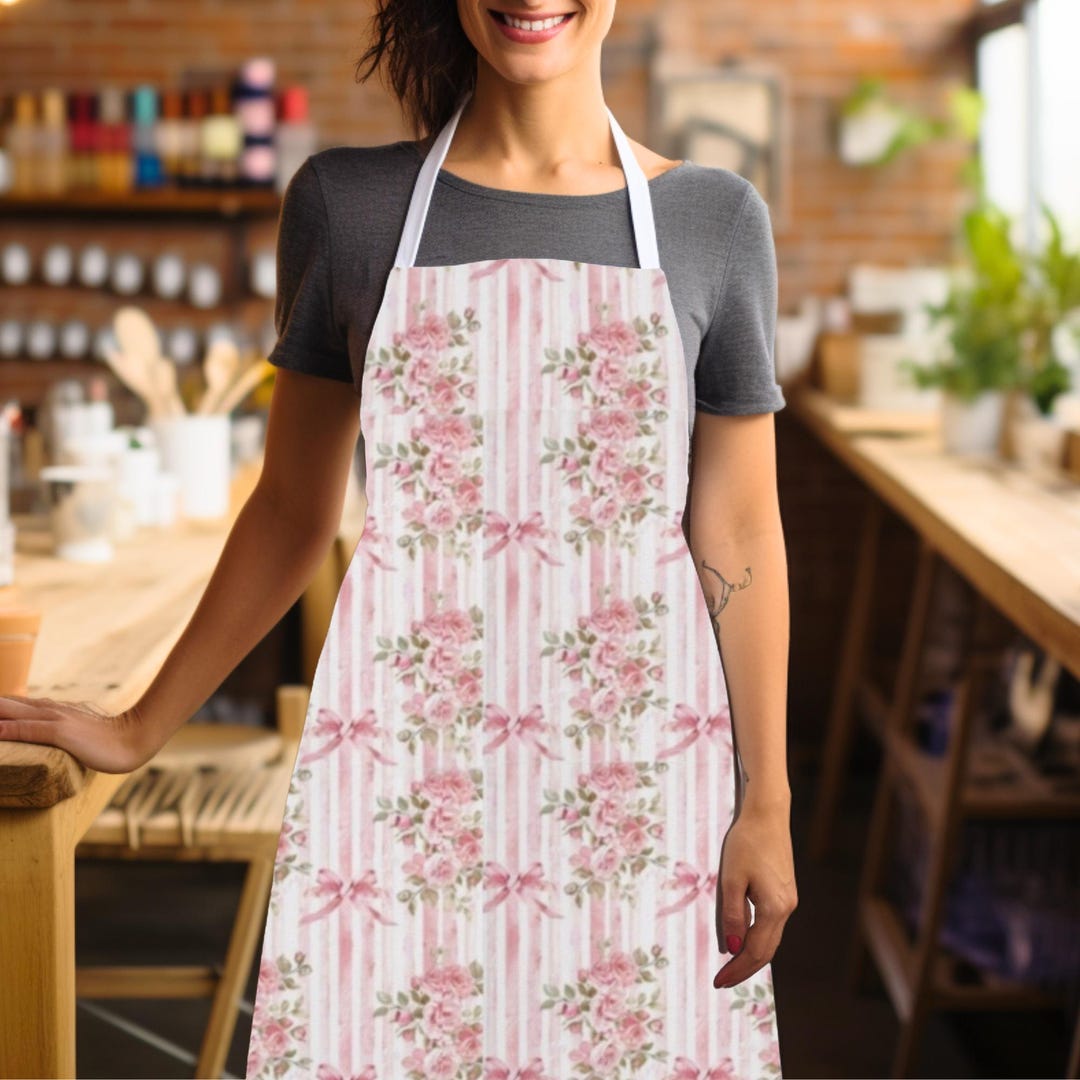 Apron Pink Roses Shabby Chic Kitchen Apron, Cottage Core Mom Gift ...