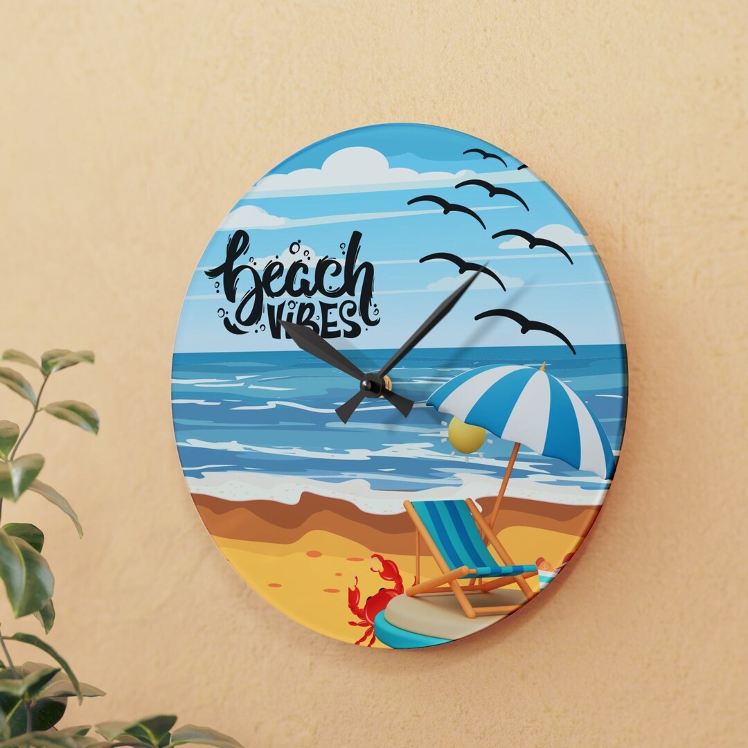 Beach Ocean Wall Clock - Coastal Decor for Ocean Home Vibes - Tropical ...
