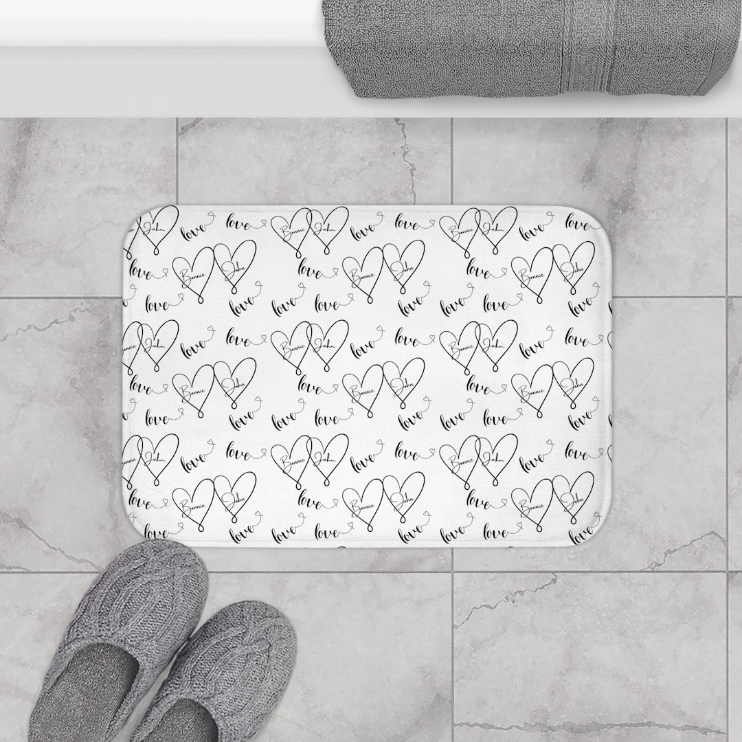 Personalized Couples Bath Mat, Custom Name Bath Rug - Bathroom Decor ...