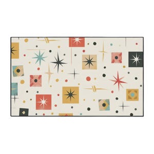 Mid Century Modern Entryway Rug Atomic Star Burst 50s 60s Retro Rubber ...