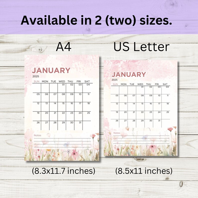 Watercolor Flower Field Printable Planner Pages V1 2025 Monthly ...