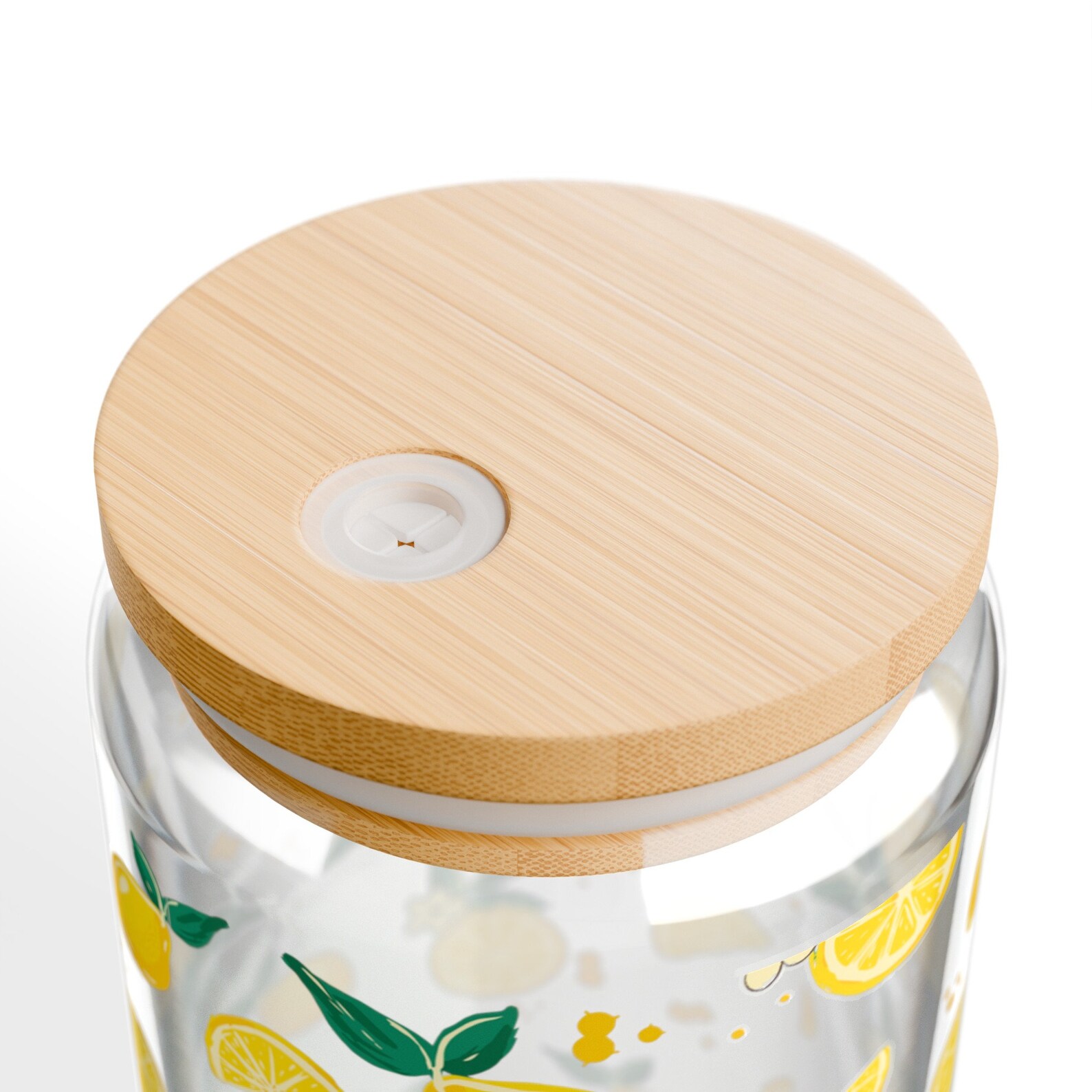 Retro Vintage Lemon Glass Cup With Bamboo Lid Reusable Straw Design ...