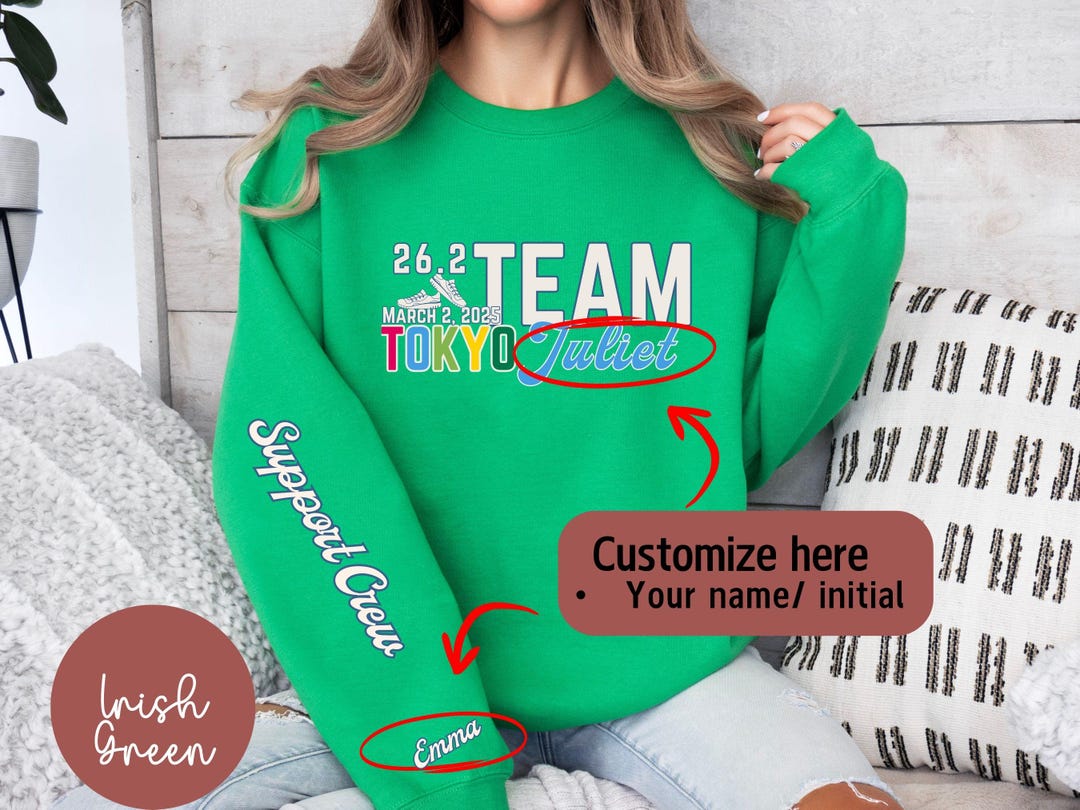 Personalize Tokyo Run Sweatshirt, 26.2 Finisher, Custom Sleeve Print ...