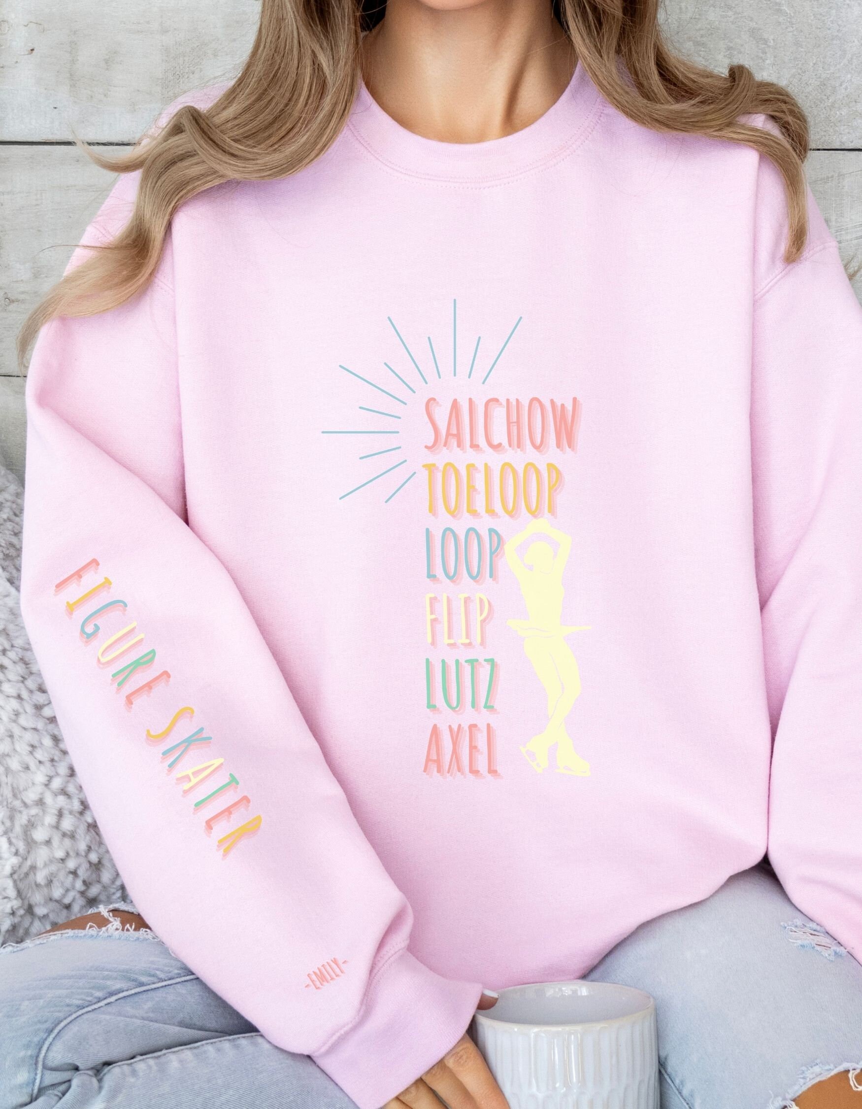 Personalized Figure Skating Sweatshirt With Sleeve Print, Love Figure ...
