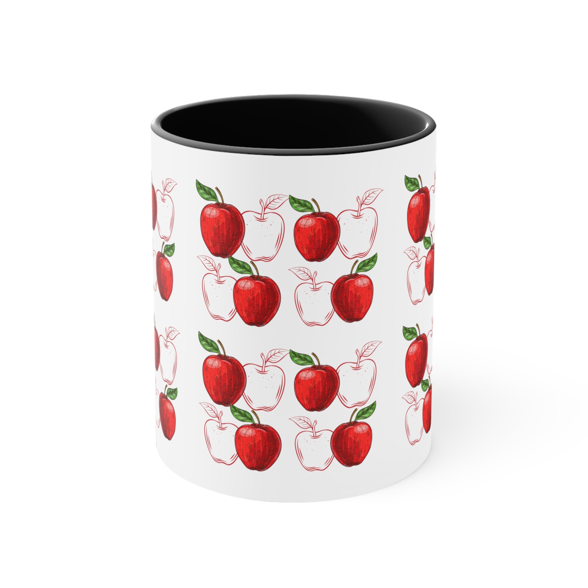 Coquette Vintage Apple Accent Coffee Mug, 11oz, Red, Ceramic Vintage ...