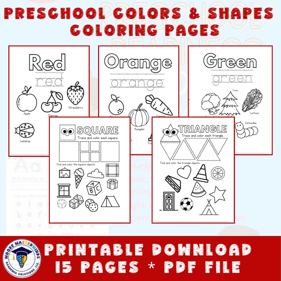 Printable Preschool Coloring Pages, Colors and Shapes Coloring Pages ...