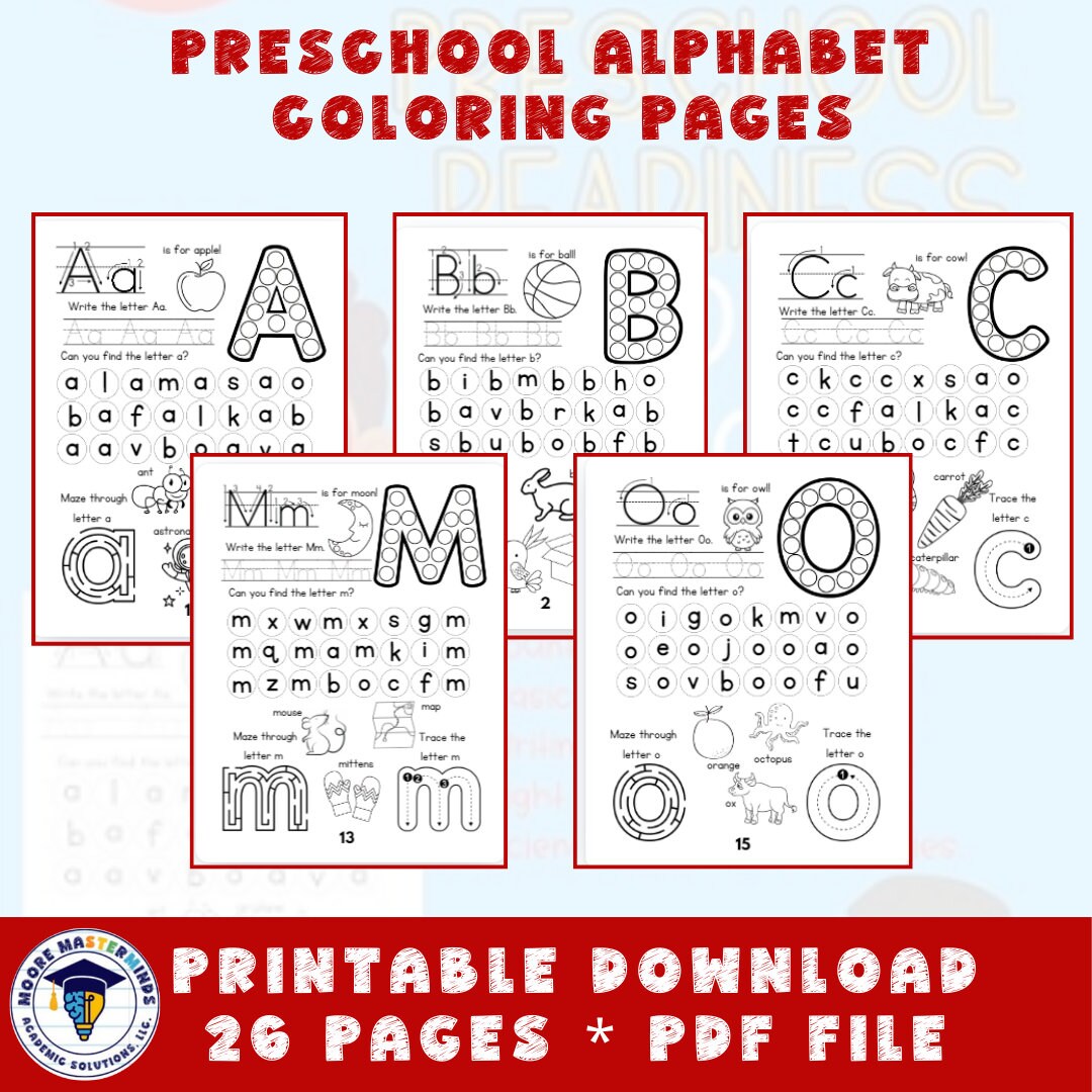 Printable Preschool Alphabet Coloring Pages Printable Preschool ...