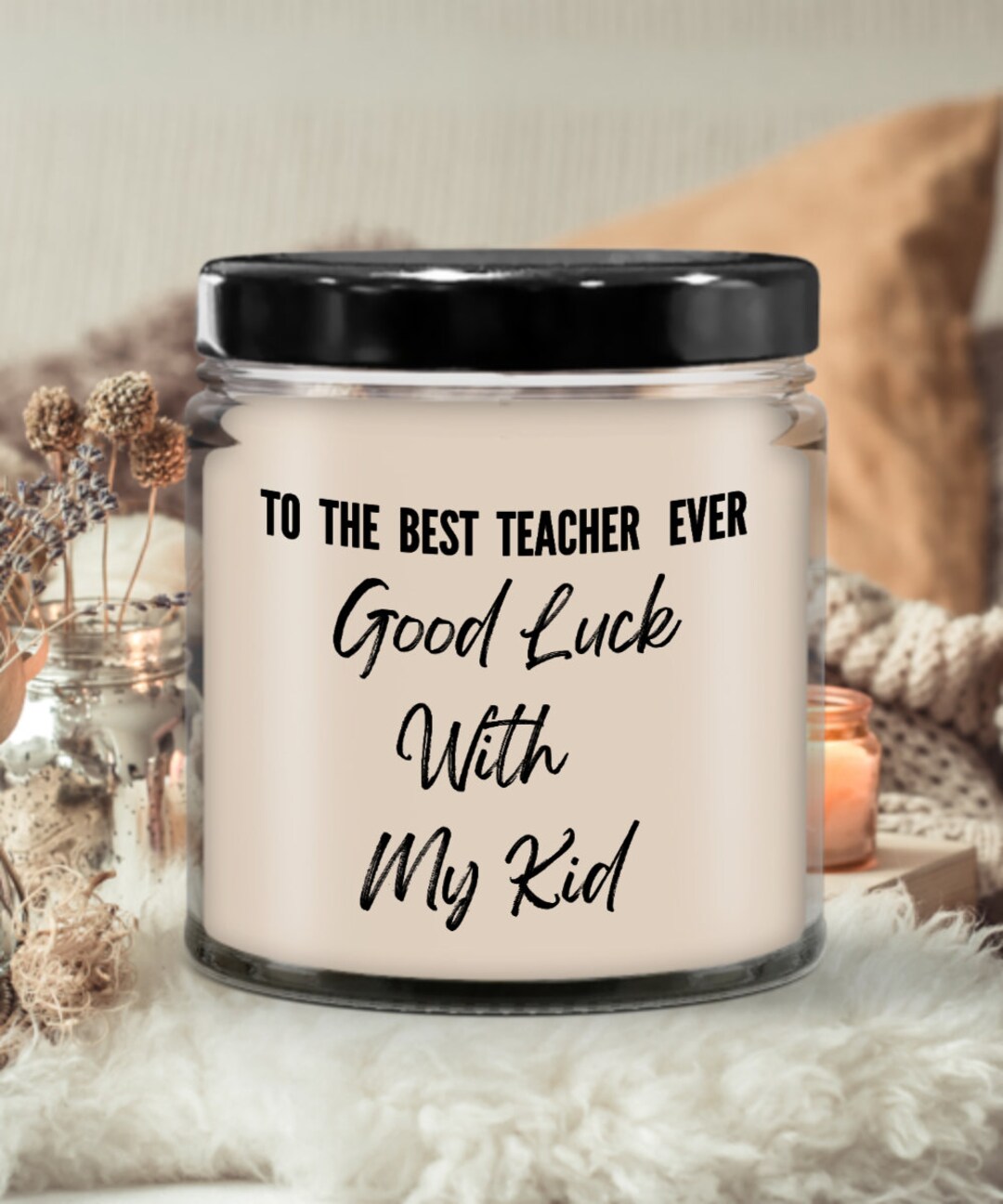 Good Luck With My Kid Teacher Gift, Candle for Men Women, Funny ...