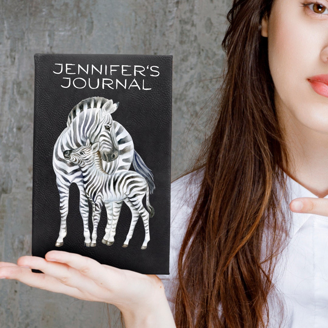 Zebra Journaling Gift, Personalized Zebra Lover Journal, Custom Name ...