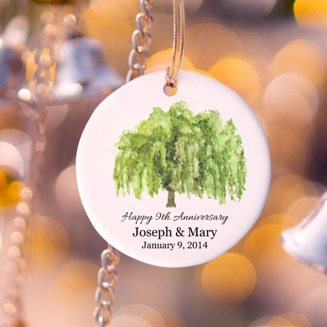 Personalized 9th Anniversary Willow Tree Ceramic Ornament - Etsy