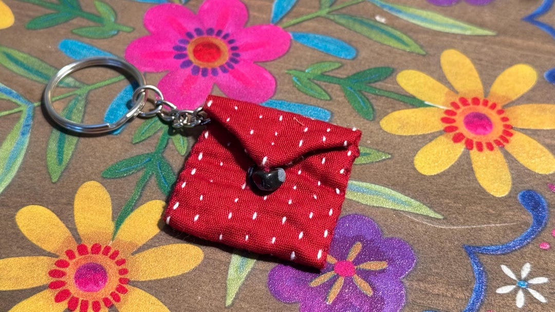 Handmade Embroidered Fabric Key Chain, Ready to Ship. - Etsy