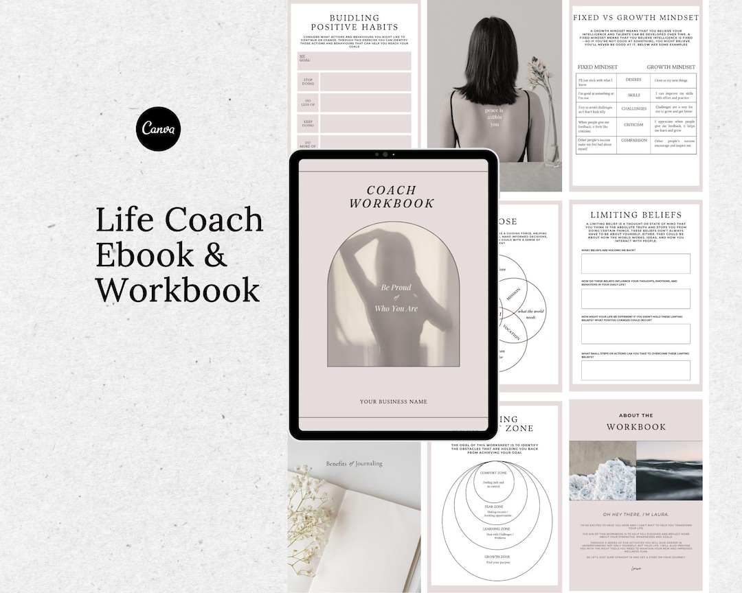 Life Coach Worksheets, Growth Mindset, Business Coaching Workbook ...