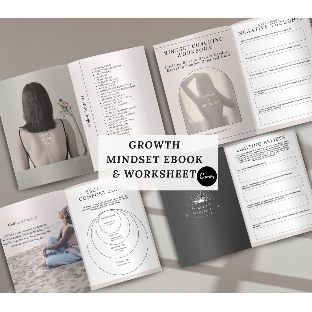 Growth Mindset Workbook Template, Growth Mindset Lead Magnet, Mindset ...