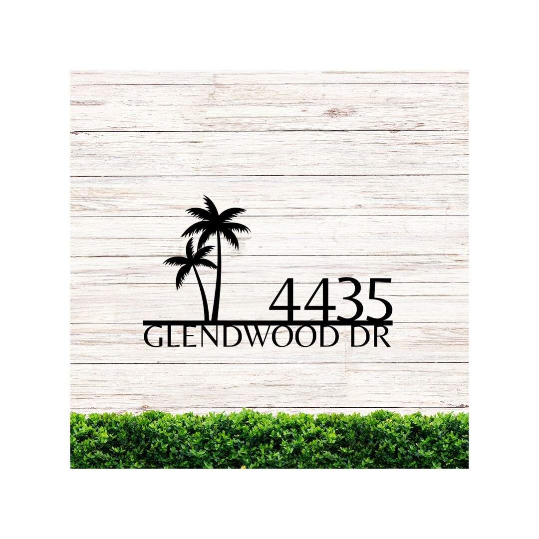 Custom Pam Tree Address Sign Custom Address Metal Sign - Etsy