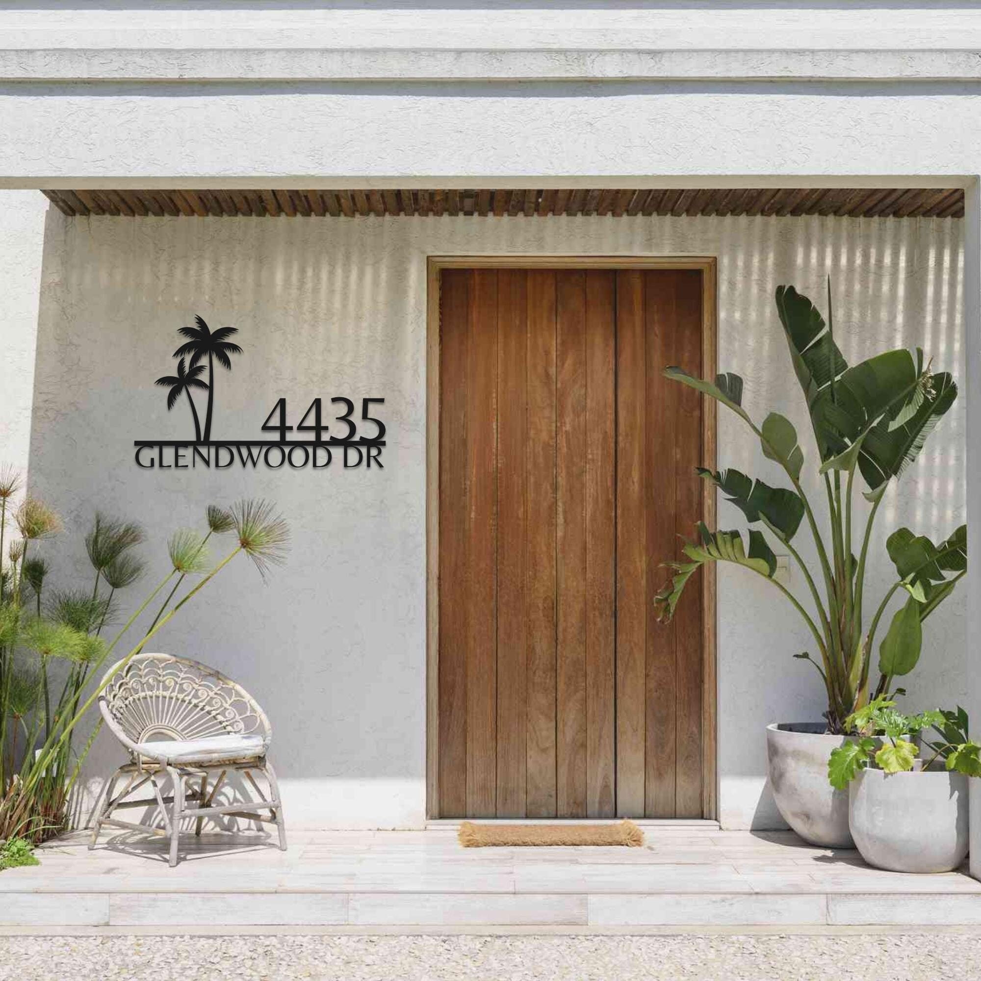 Custom Pam Tree Address Sign Custom Metal Address Sign Outdoor Metal ...