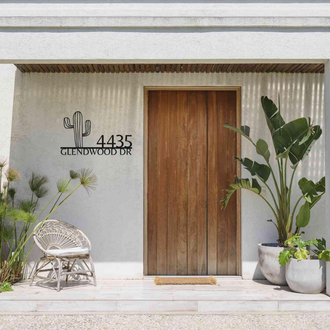 Custom Cactus Address Sign • Custom Metal Address Sign • Outdoor Metal ...