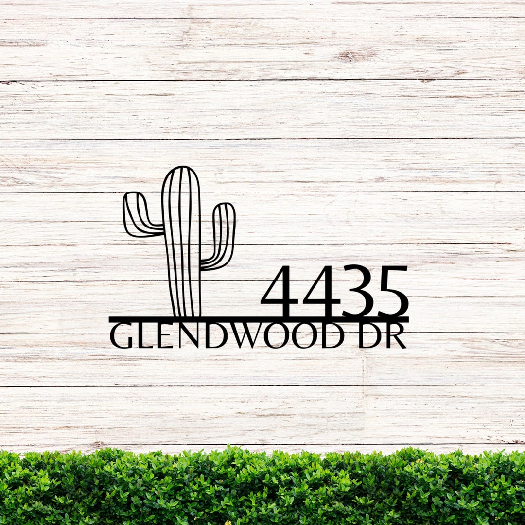 Custom Cactus Address Sign Custom Address Metal Sign Outdoor Metal ...