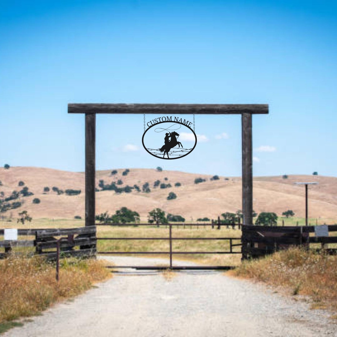 Custom Name Cowboy Gate Sign • Custom Name Farm Sign • Custom Name ...