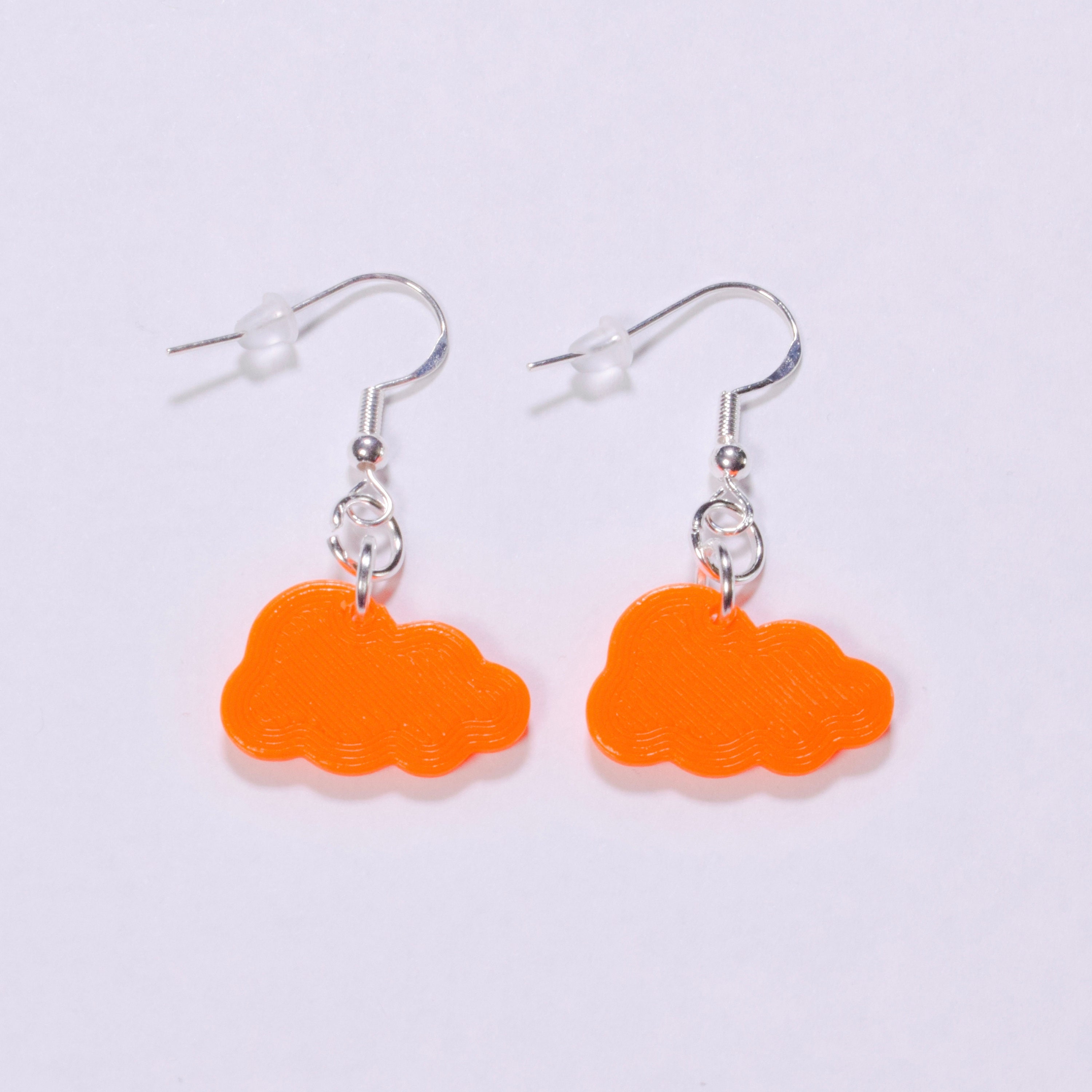 3D Printed Cloud Hook Earring Silver & Gold Handmade Jewelry - Etsy