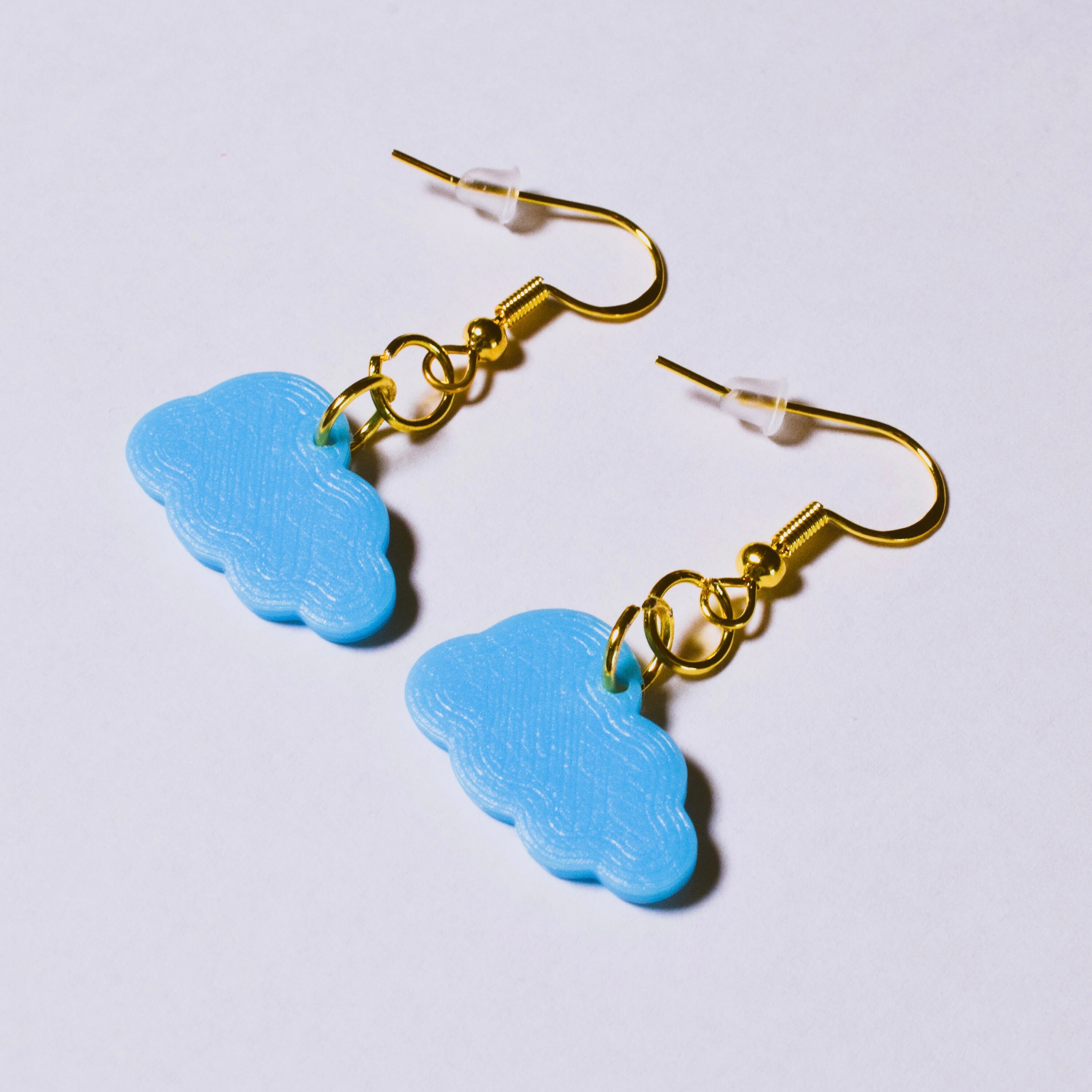 3D Printed Cloud Hook Earring Silver & Gold Handmade Jewelry - Etsy