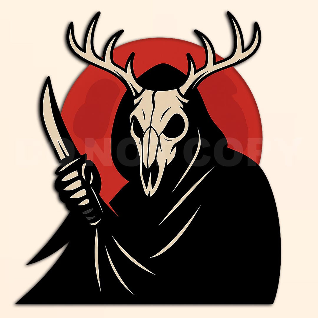 Cryptid Slasher PNG & SVG | Horned Skull Killer Clipart for Horror T ...