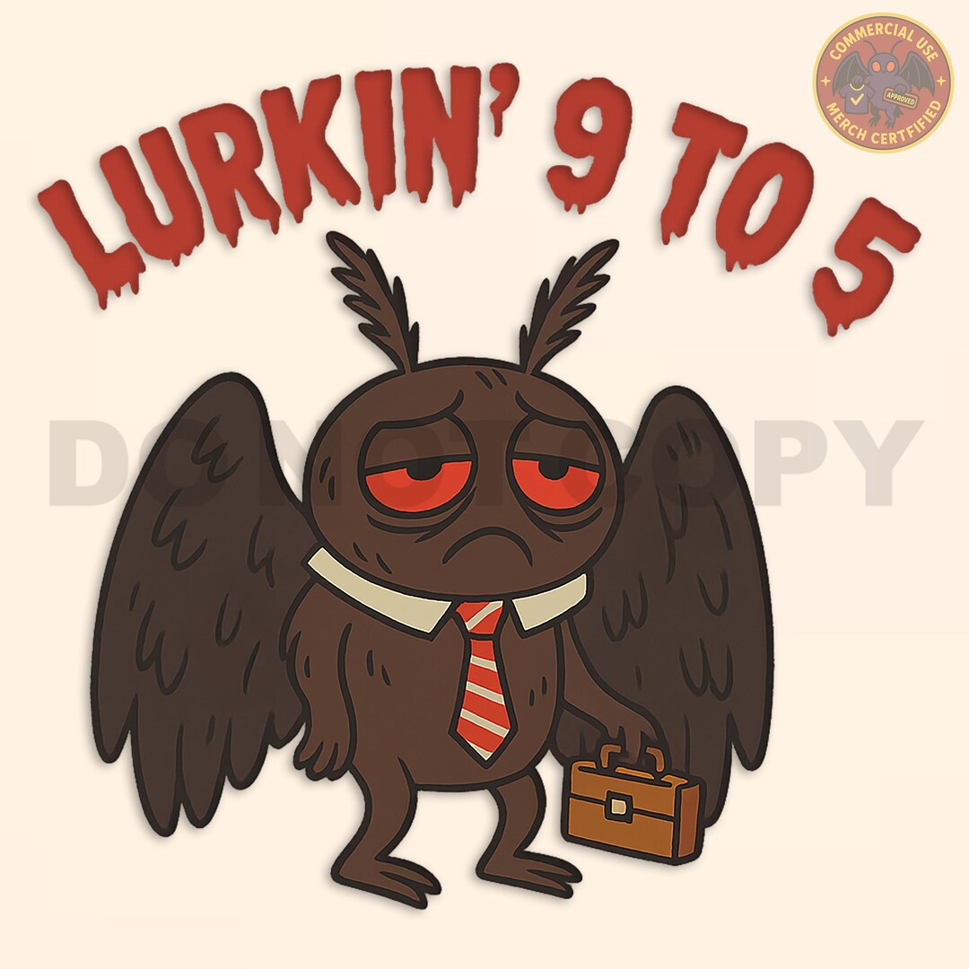 Mothman 9-to-5 SVG PNG | Funny Cryptid Work Meme Clipart | Office Humor ...