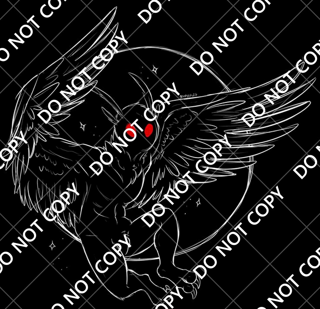 Dark Mothman PNG Design – Gothic Cryptid Clipart for T-shirts, Red-eyed ...