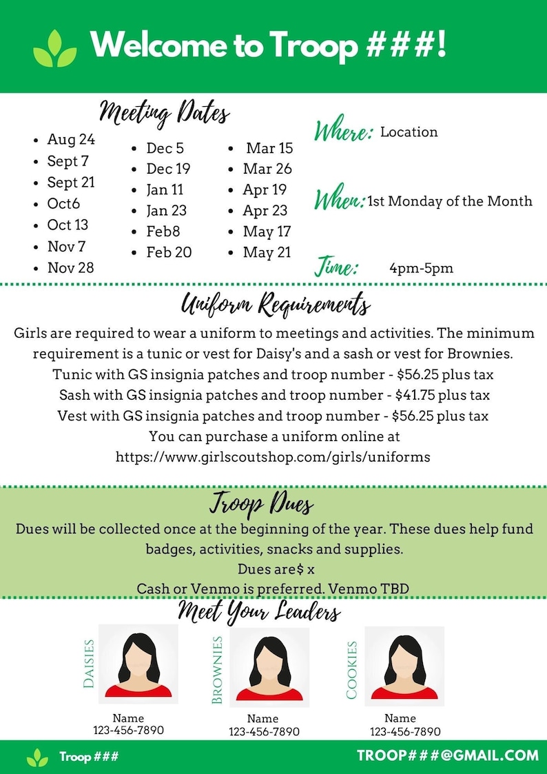 Girl Scout Troop Welcome Letter - Etsy