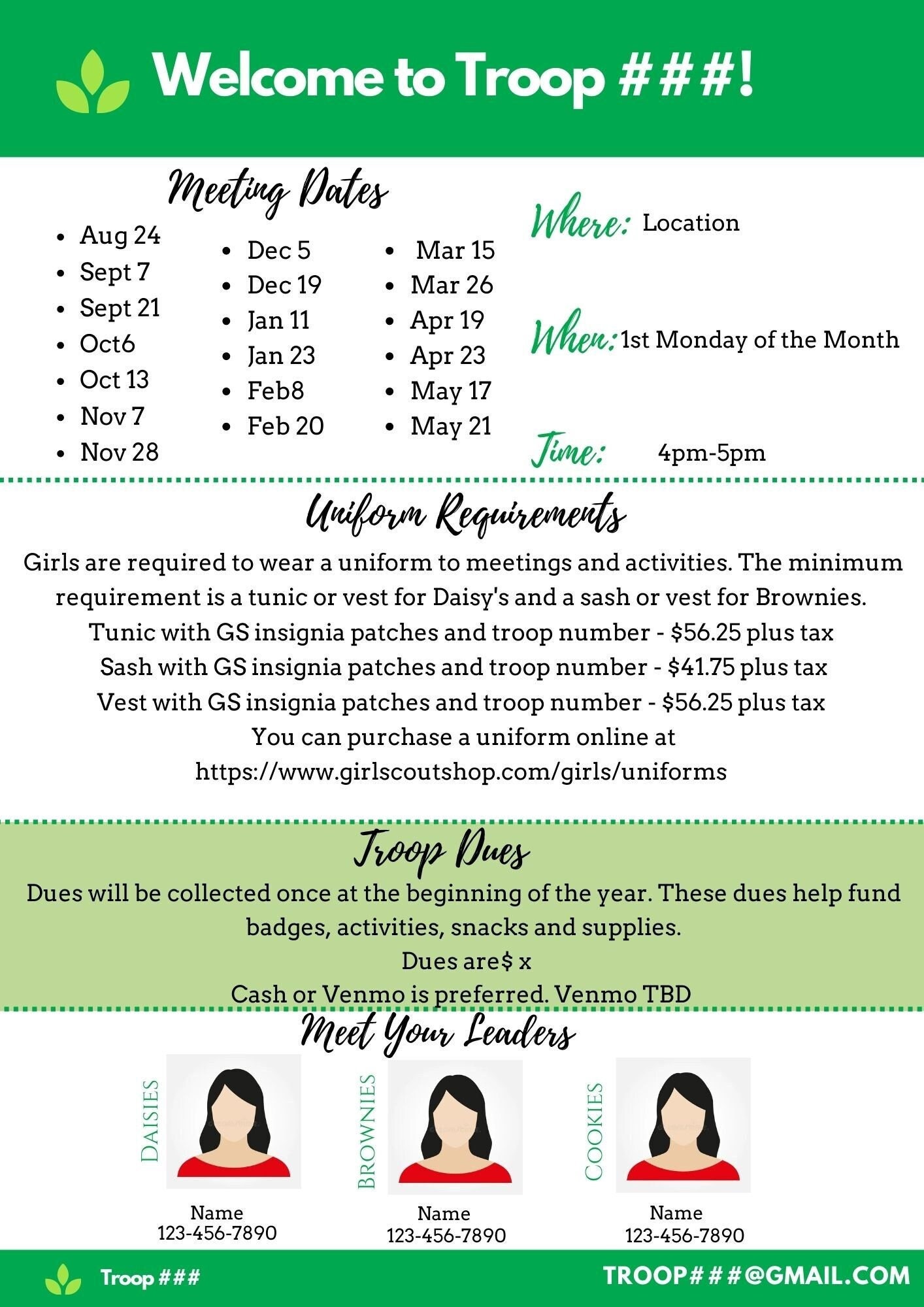 Girl Scout Troop Welcome Letter Etsy