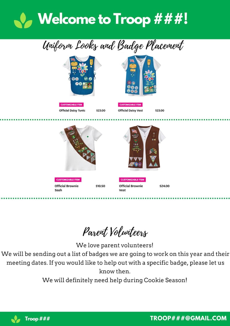 Girl Scout Troop Welcome Letter - Etsy