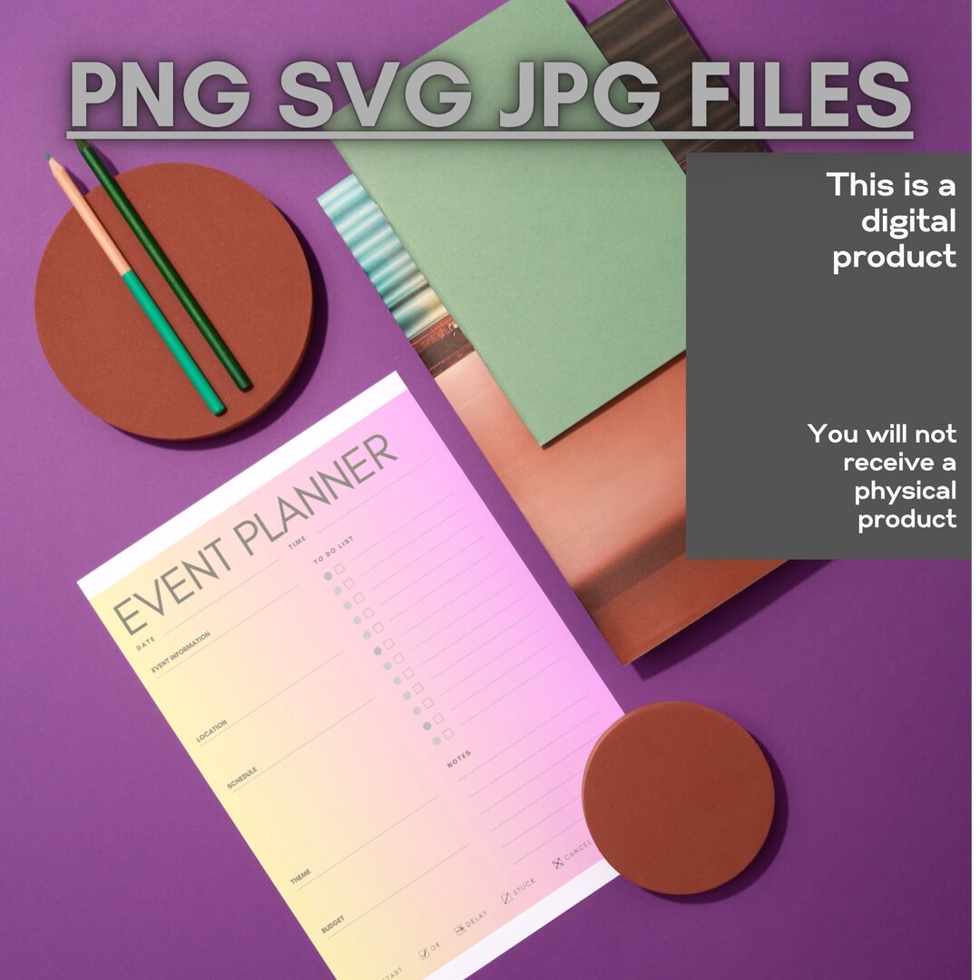 Event Planner Templates SVG, PNG and JPG Template Bundle - Etsy