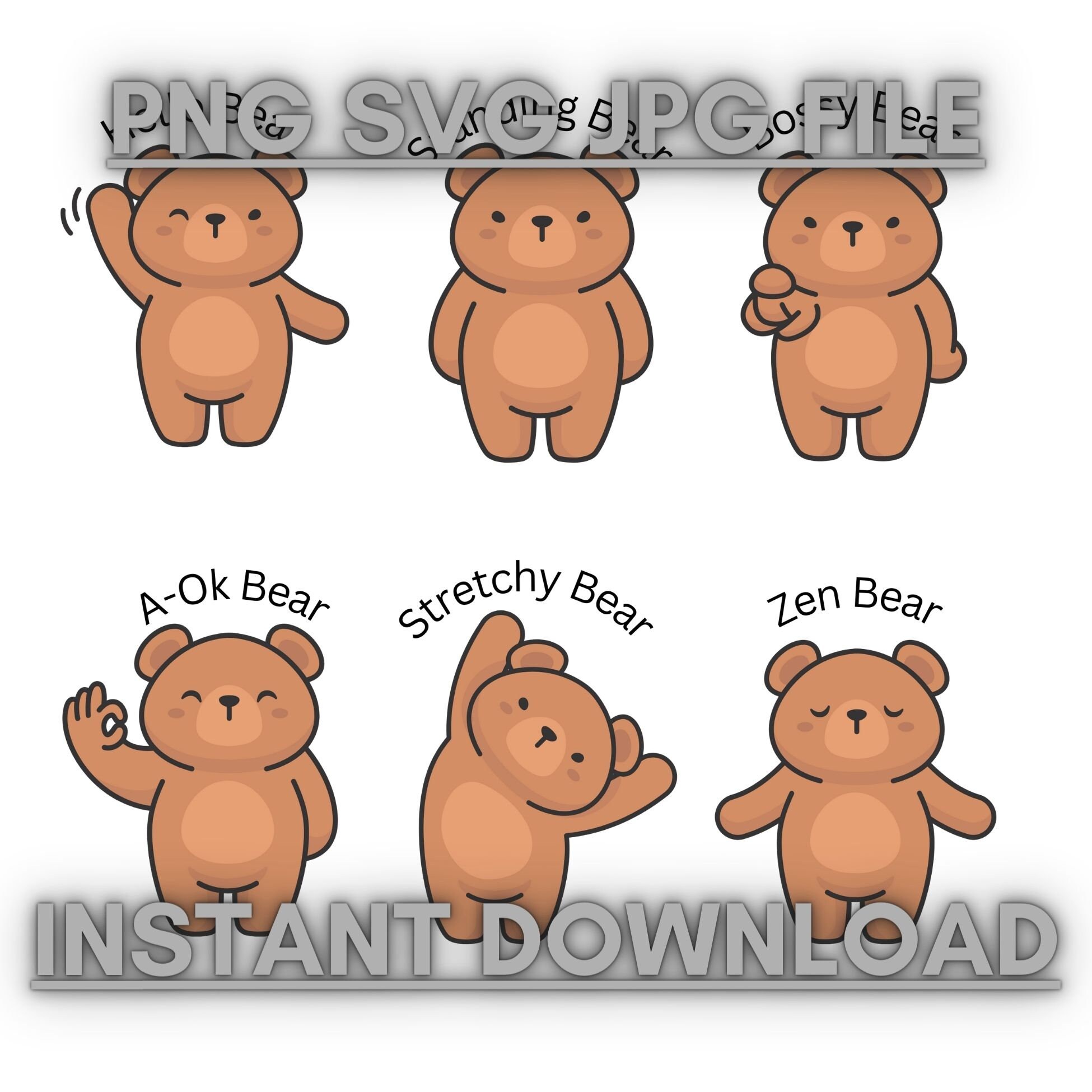 Cute Bear Friends Bundle Png, Svg and Jpg - Etsy