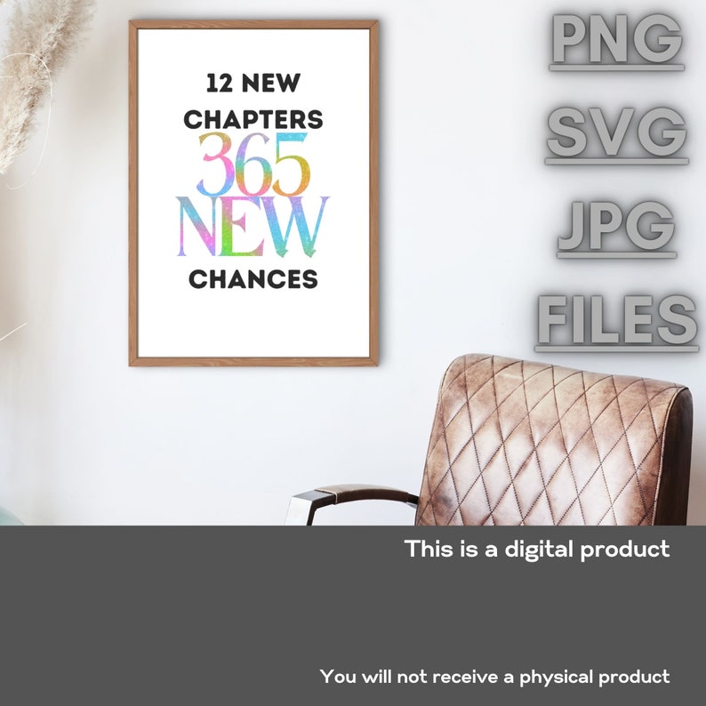 12 New Chapters, 365 New Chances PNG, SVG, JPG, Happy New Year Bundle ...