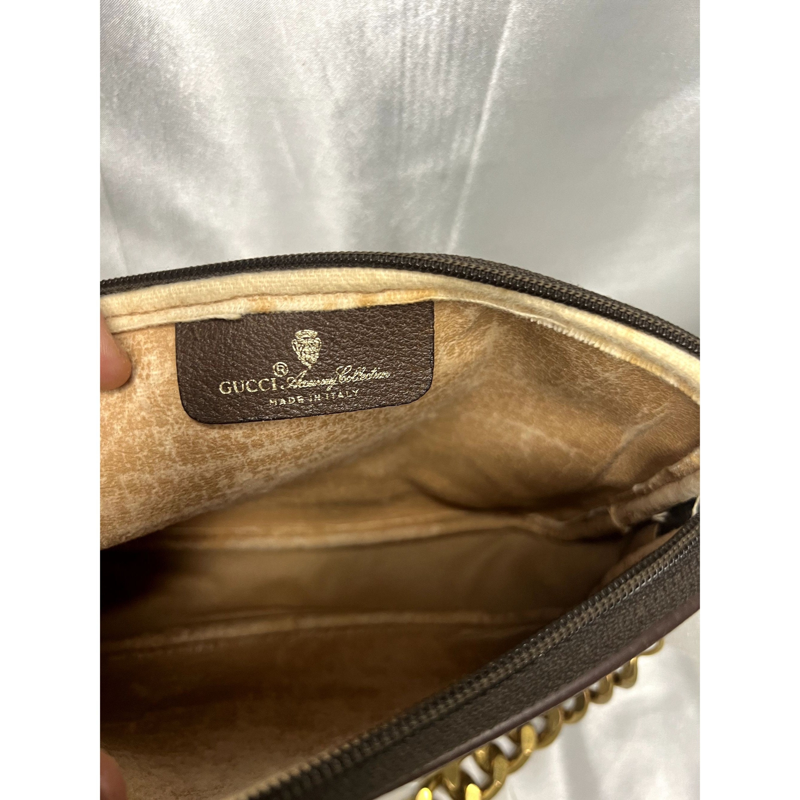 Authentic GUCCI GG Pattern Shoulder Bag Leather Vintage Brown Tan ...