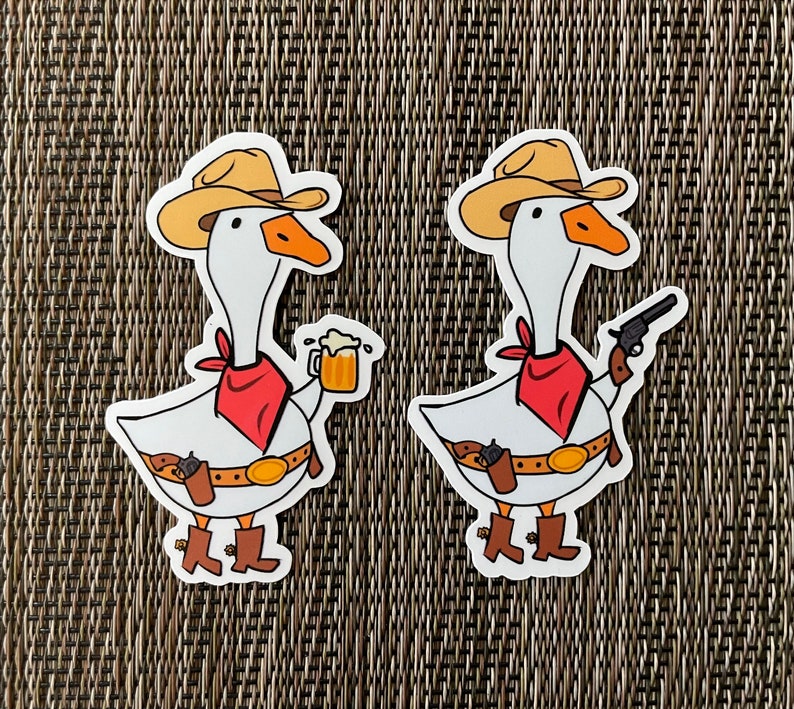 Cowboy Goose Beer & Revolver Sticker - Etsy