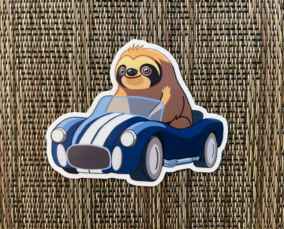 Sloth Race Car Sticker - Etsy