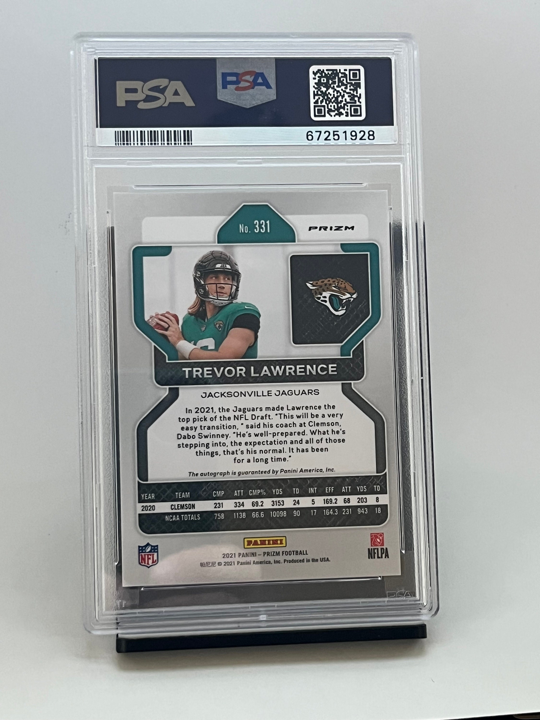 2021 Panini Prizm Trevor Lawrence Autograph Rookie Card PSA 9 - Etsy