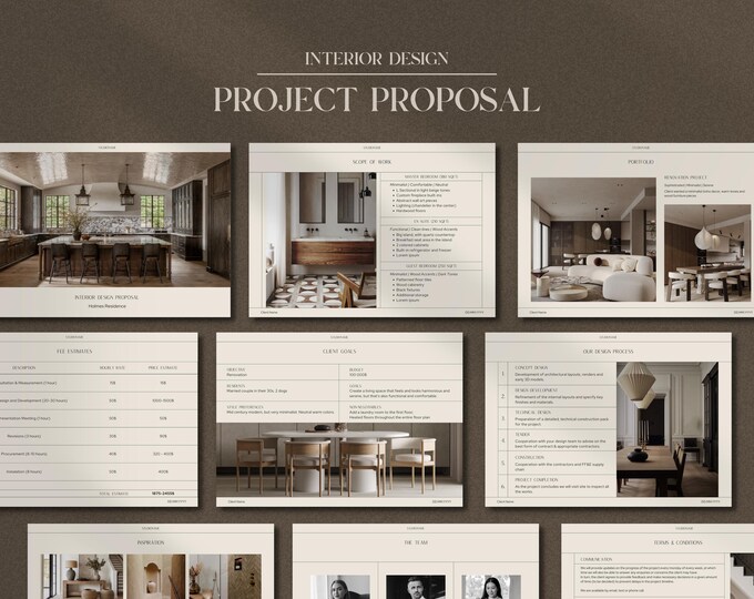Interior Design Fee Proposal Template - Canva Powerpoint Adobe Indesign ...
