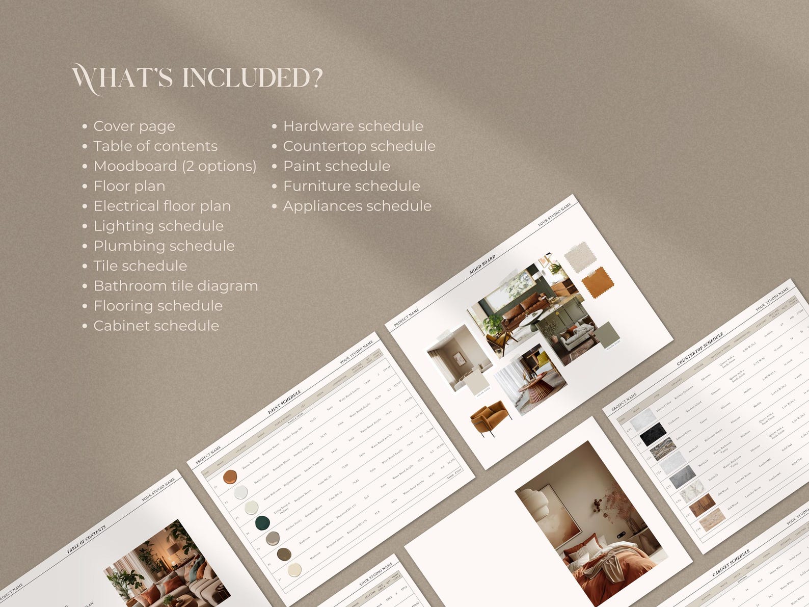 Interior Design Furniture, Finishes and Fixtures Schedule Template for ...