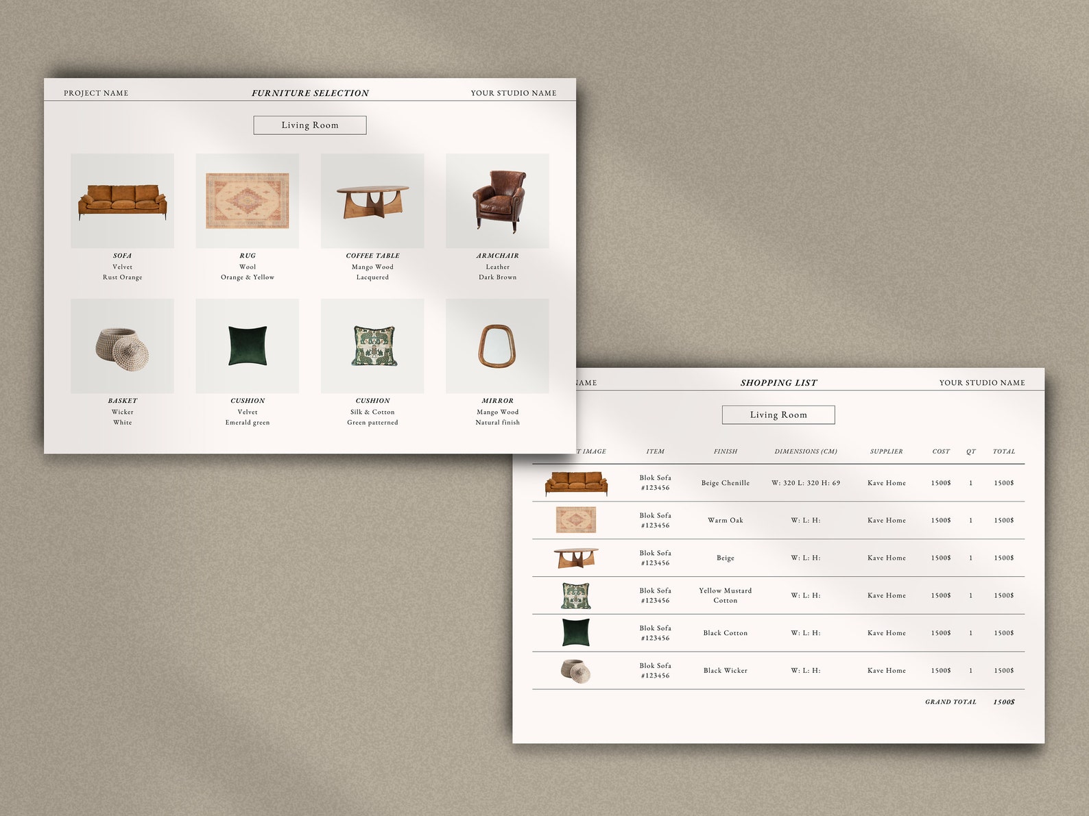 Interior Design Client Presentation and FF&E Schedule Bundle | Interior ...