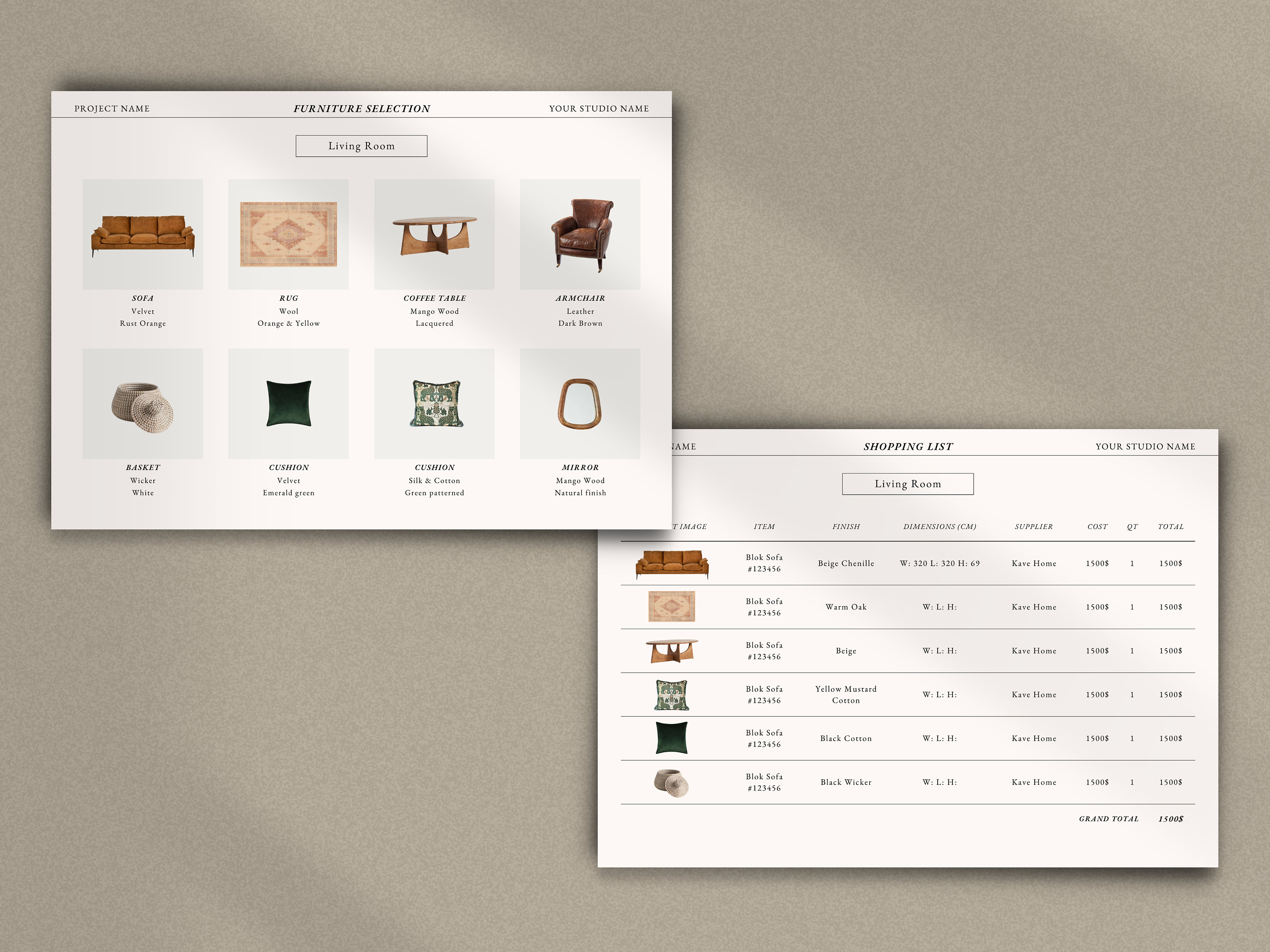 Interior Design Client Presentation and FF&E Schedule Bundle | Interior ...
