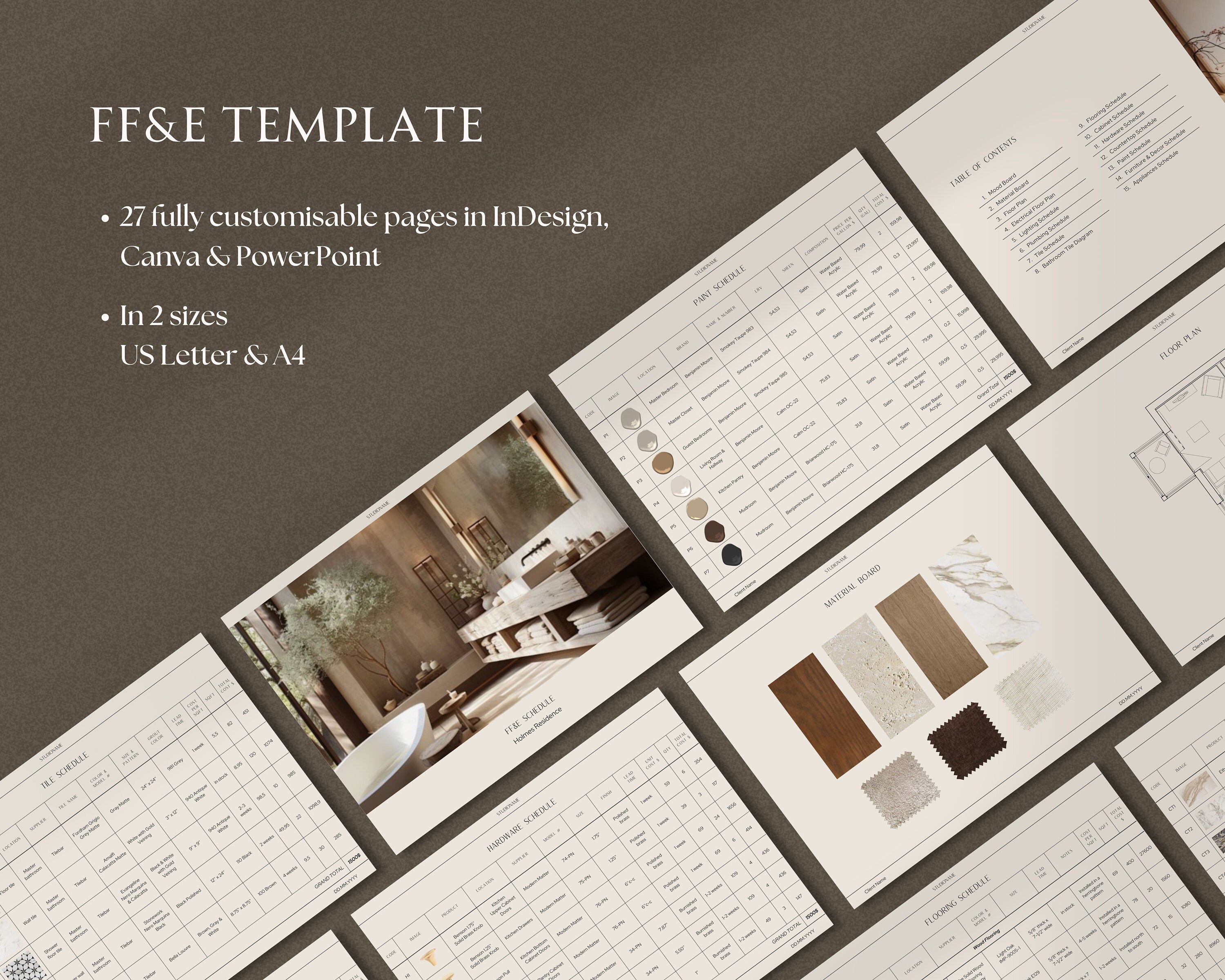 Interior Design Presentation Template and FF&E Schedule Bundle Interior ...