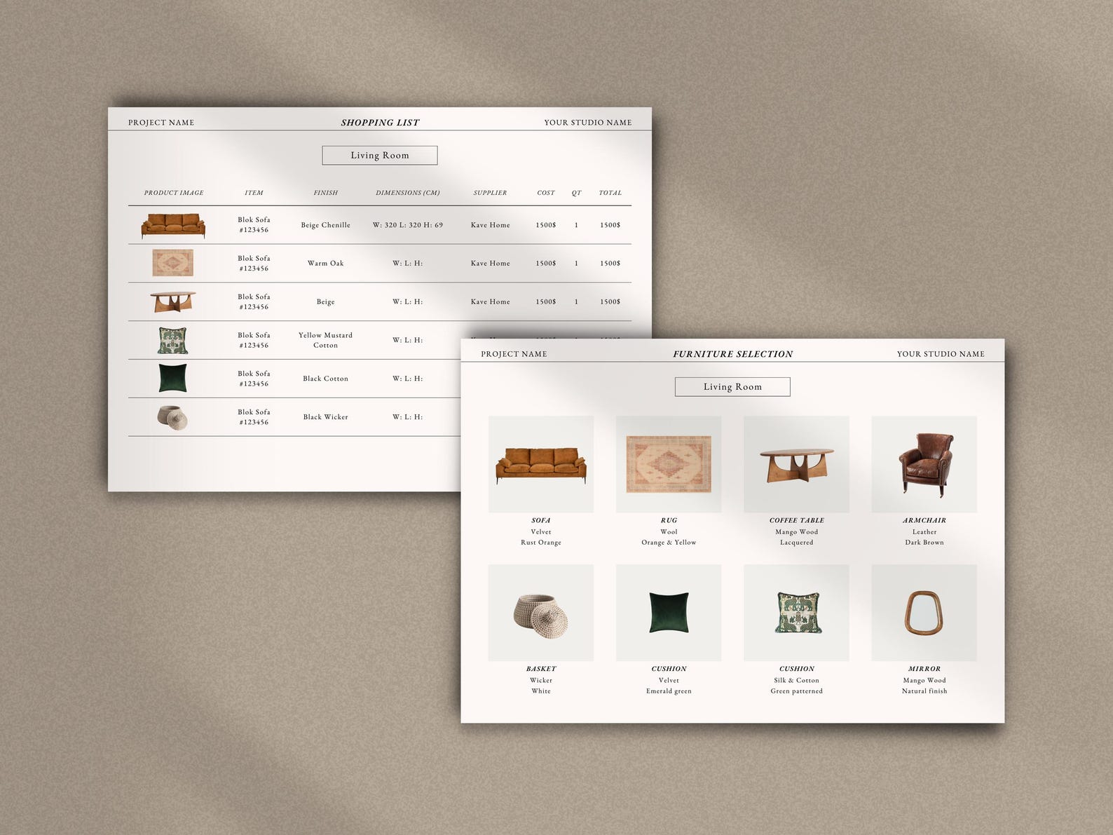 Interior Design Client Presentation and FF&E Schedule Bundle | Interior ...